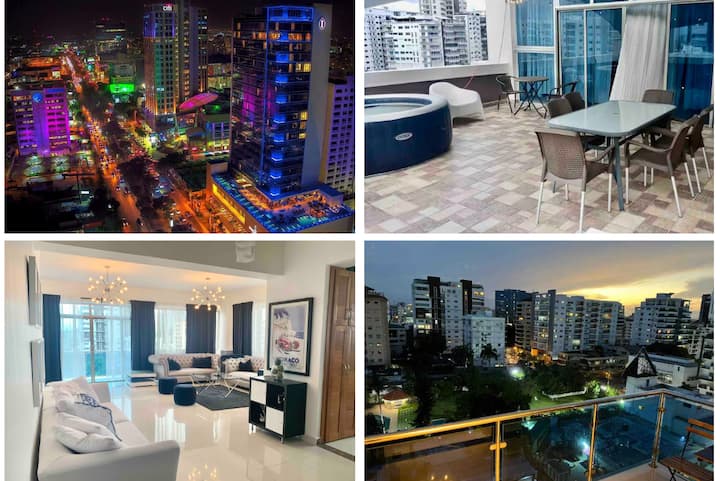 Penthouse 5br | 360° Panoramic Views | Rooftop Bbq - Santo Domingo