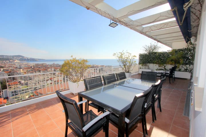Roof Villa Above The Roofs Of Nice Facing The Sea 100 M² + 100 M² Terraces - Villefranche-sur-Mer