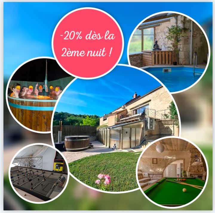 24h Avec Piscine, Spa, Tyrolienne, Billard, Bbfoot - Chamouille