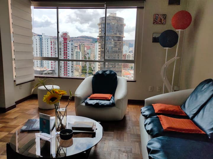 🏅Piso 20a,  Céntrico  Embajada Usa, Vistas 360° - La Paz