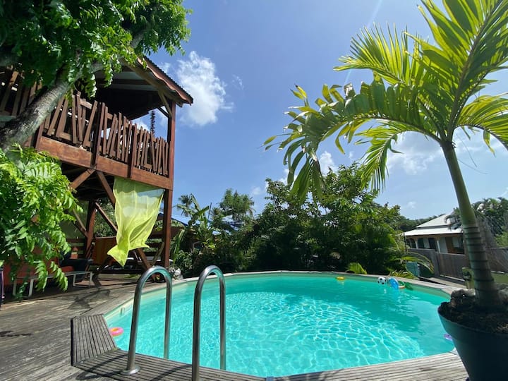 Cabane Perchée 150m Plage Surf Piscine Privée - Guadalupe