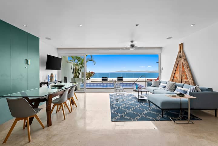 Exquisite Sayan Beachfront Duplex Penthouse With Private Pool, Conchas Chinas - Puerto Vallarta
