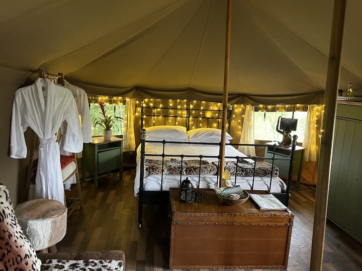 Safari Tent Set Next To A Historic Steam Railway - Alton