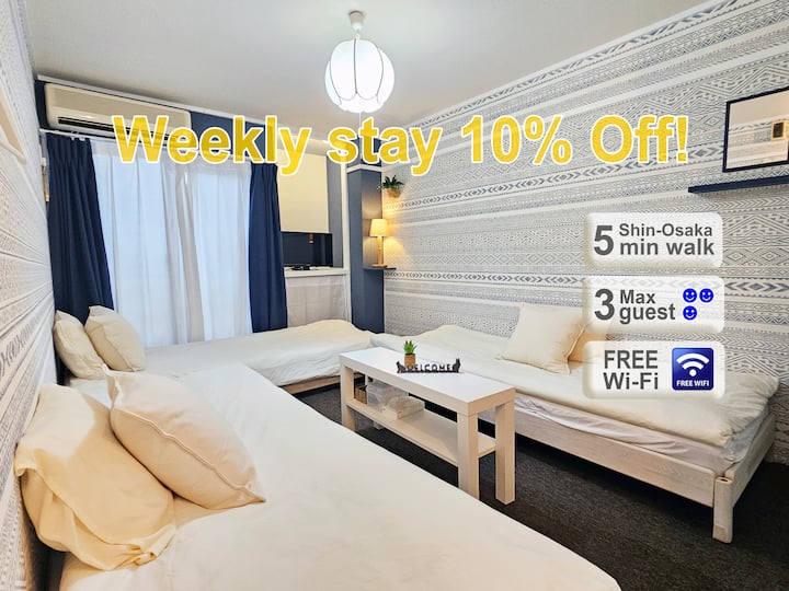 【201】5 Min To Shin-osaka｜3 Beds｜1 Stop To Umeda - Osaka, Japan