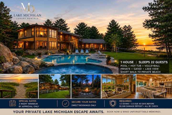 Private Beach Estate | Pool | Sleeps 30 Retreat - Muskegon, MI