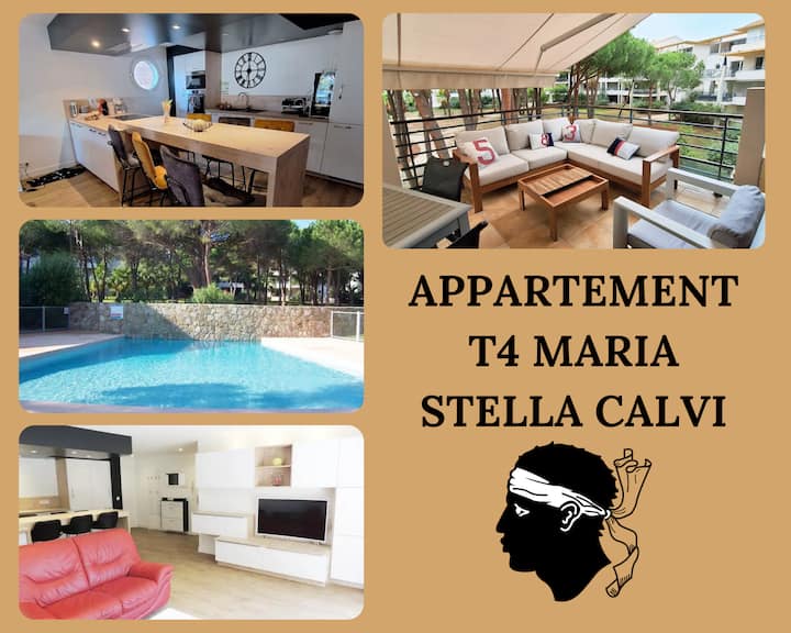 Appartement T4 Climatisé Wifi, Piscine, 200m Plage - Calvi