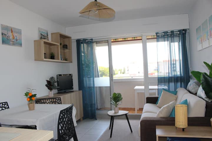 Cosy T2, Clim, Parking Privé, Plage 5 Min, - Plage de Cavalière