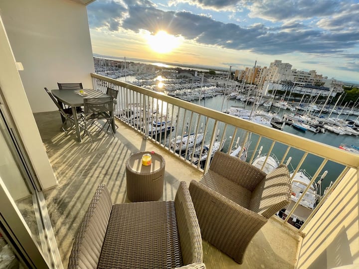 Grand Appartement Traversant Vue Port Et Mer - Palavas-les-Flots