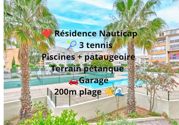 ❤Coup De❤200mplage🏖t2cab😍2piscines 🏊3tennis🎾garage - Vias