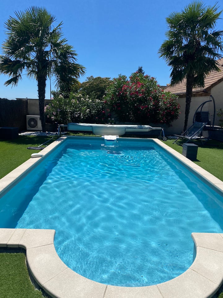 Petit Paradis :Villa Moderne Avec Piscine,palmiers - Nuits-Saint-Georges