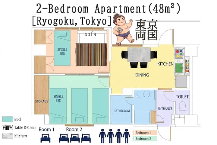 48㎡/2bedrooms・sep Bath/wc・ryogoku/asakusa/skytree - Ueno