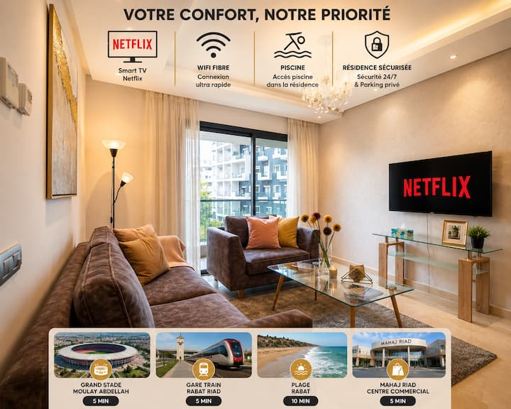 Charmant Appartement Avec Vue Sur Piscine Hayriad - Rabat