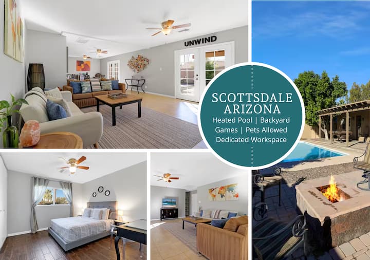 Old Town Open Floor Plan-king Bed, Heated Private Pool Firepit/yard, Pool Table! - Scottsdale, AZ