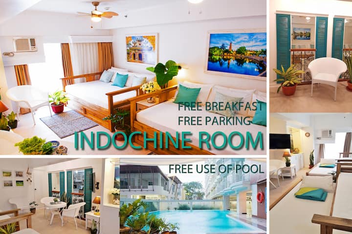 Indochine W/ Free Breakfast, Parking & Pool Access - Tagaytay