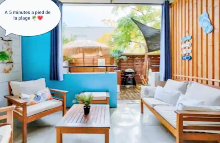 T2 Clim Loggia+ Terrasse,300 M Plage, Parking 2-6p - Hérault