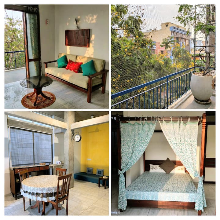 Airy White Town Retreat • Walk To Beach + Cafés - Puducherry