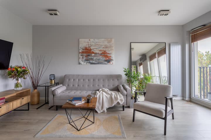 Modern&sunny Apartment /Ac/parking/balcony - Varsovie