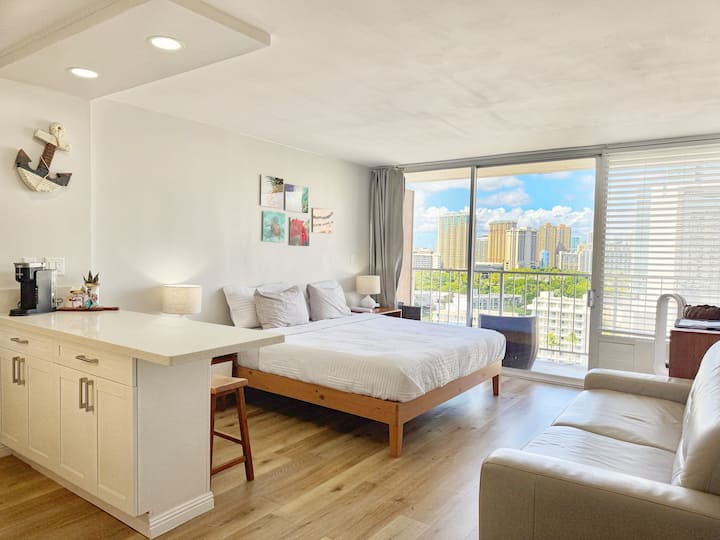 Modern Clean Waikiki Studio Full Kitchen Free Park - 호놀룰루