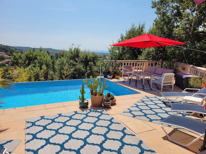 Gde Villa Familiale Avec Piscine, 5" à Pied D'aups - Aups