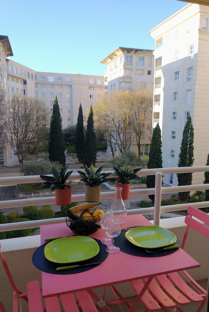Grand T2 Standing Avec Parking, Balcon, Calme - Montpellier