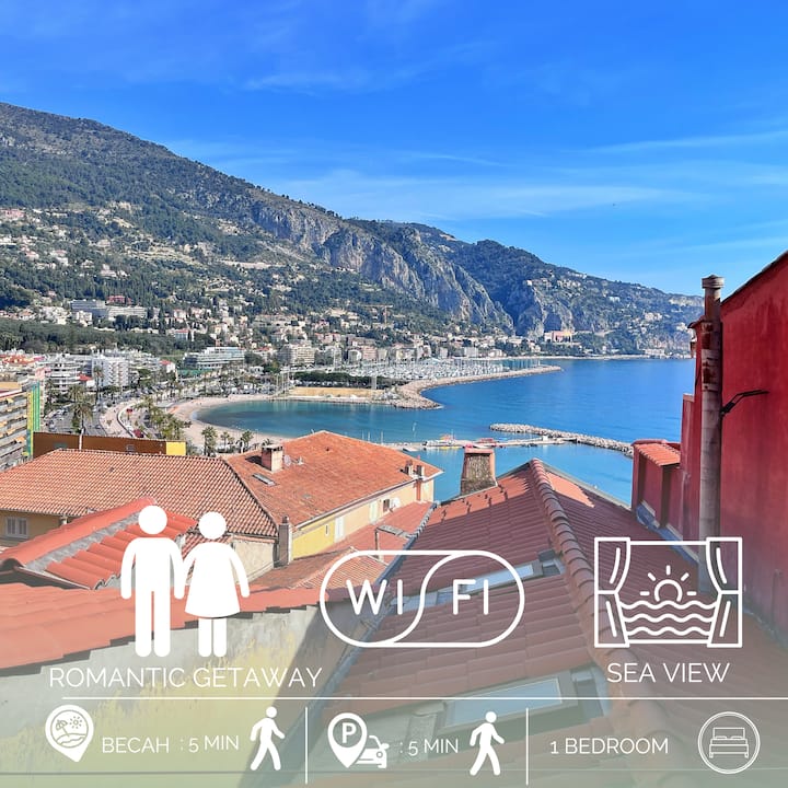 "Le Cocon De La Vieille Ville" Vue Mer - Plage Rondelli (Menton)