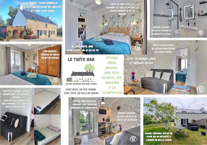 Le Tigîte B&b Entrée Privée-petit Déj-linge Inclus - Redon