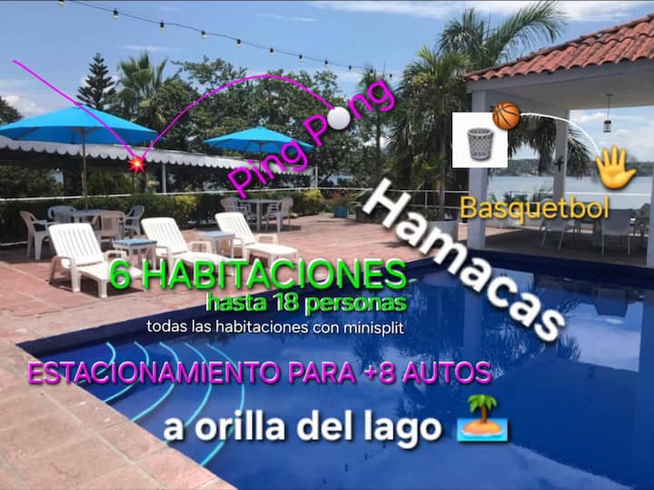 Casa En El Lago
6 Recamaras
13 Camas
18 Huéspedes - Tequesquitengo