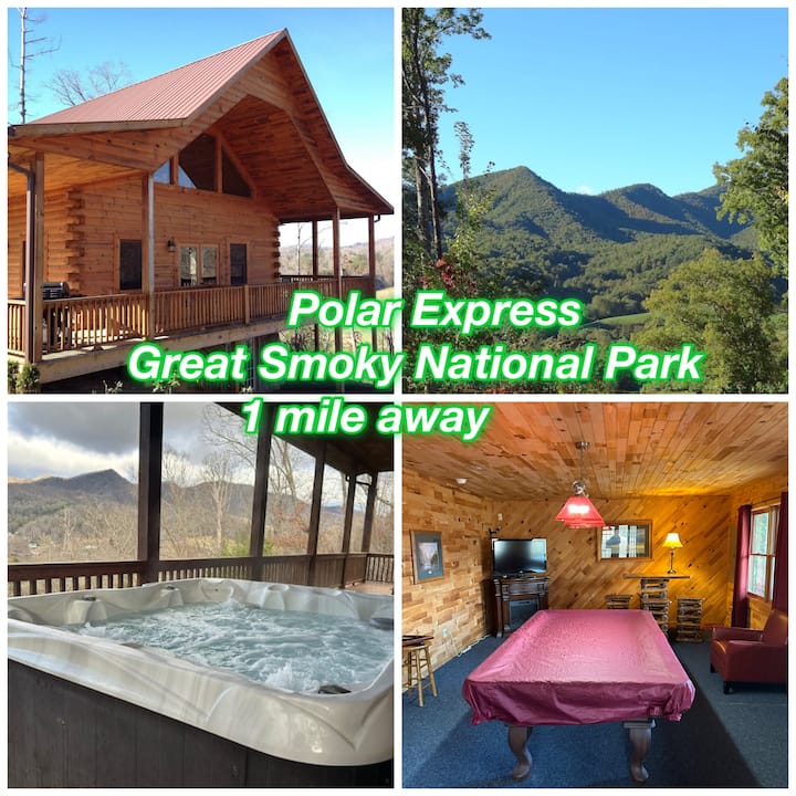 Deep Creek Overlook Cabin Hgtv Log Cabin Living Wifi Pool Table Hot Tub King Bed - Bryson City, NC