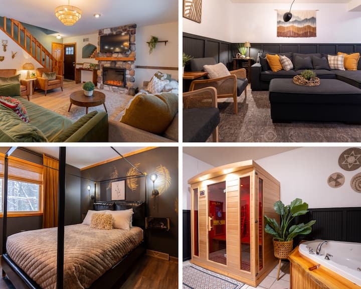 16 Ppl | Private Sauna, Fireplace, Games & More - Wisconsin Dells, WI