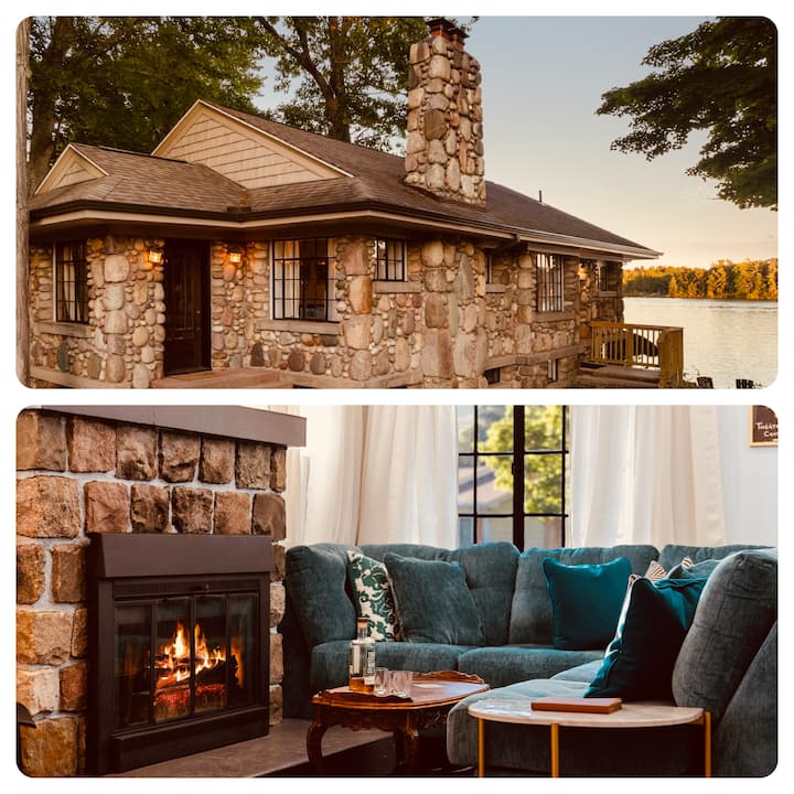 Cozy & Serene Stone Cottage • Hot Tub • Fireplace - Rifle River Recreation Area, Lupton