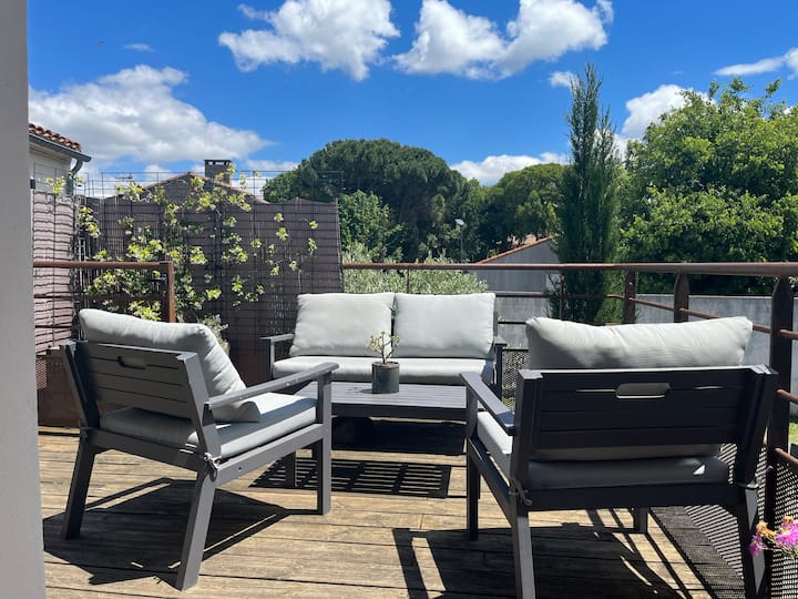 T3 Terrasse Climatisé+parking Privé Gratuit+wifi - Carcassonne