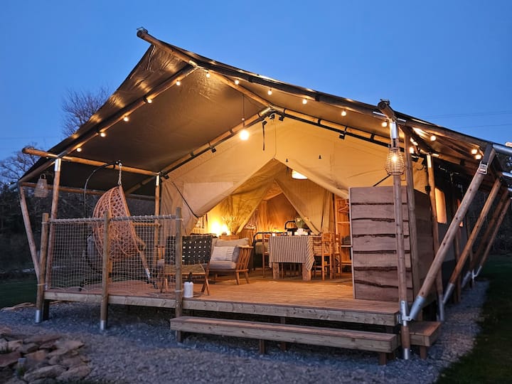 Tente Safari Glamping De Luxe Avec Jacuzzi Privé - Corrèze