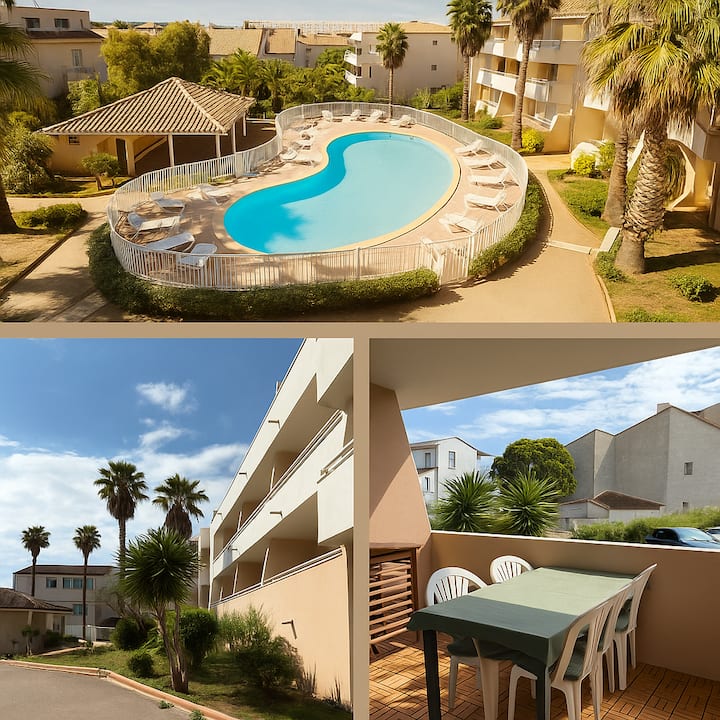 Résidence Appart T2 (3*) - Clim/piscine/mer/garage - Plage de l'Espiguette