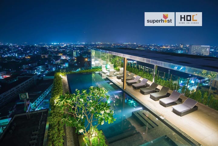 28清迈市中心astra Condo近长康夜市、塔佩门 两居精品公寓无边际泳池、健身房 - Chiang Mai