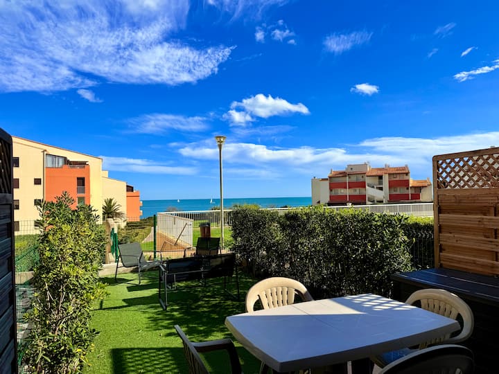 Indes Galantes-vue Mer-piscine-falaise-jardin - Agde