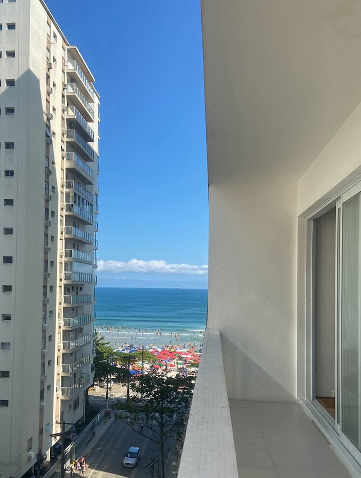 3 Dorm • Varanda C/vista Mar • 2min Praia • 1vaga - Guarujá