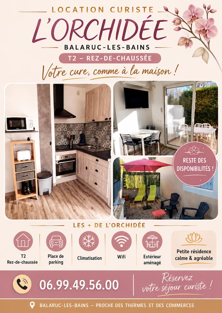 L Orchidée  T2 Rdc  Clim  Jardin Parking Privé 3 * - Balaruc-les-Bains