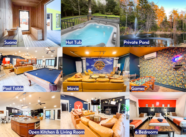 4500sf Grand Pond Villa| Hottub Sauna Theater Pool - Mount Pocono, PA