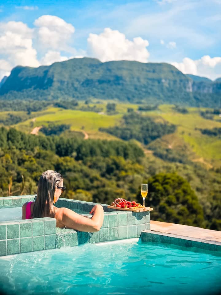 Chalé Com Piscina E Vista Incrivel Para Por Do Sol - Bom Retiro