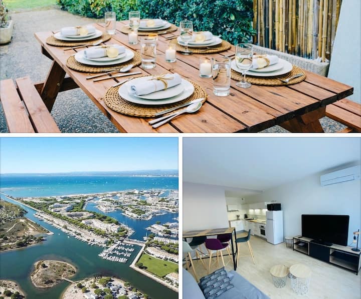 Rez-de-jardin Terrasse Plage à Pied Parking Clim - Port Camargue