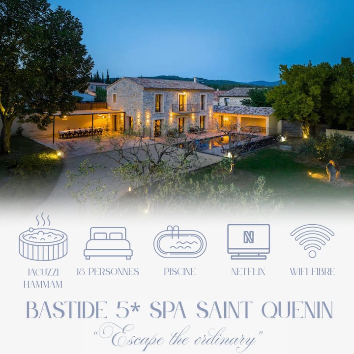 Bastide 5* Spa Saint Quenin 2 à 18p-jacuzzi-hammam - Vaucluse