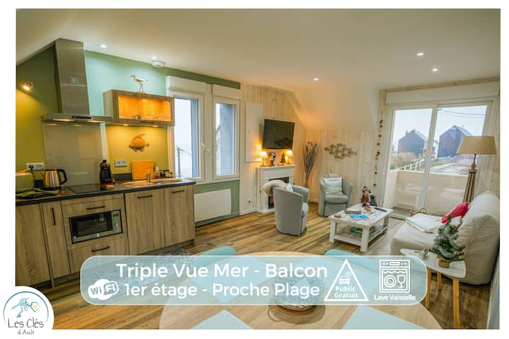 08- P'tit Mousse Triple Vue Mer- Parking Gratuit - Ault