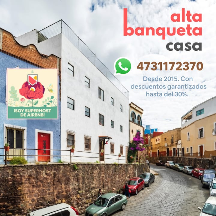 Bonita, Amplia Y Centrica Casa Hotel Banqueta Alta - Guanajuato
