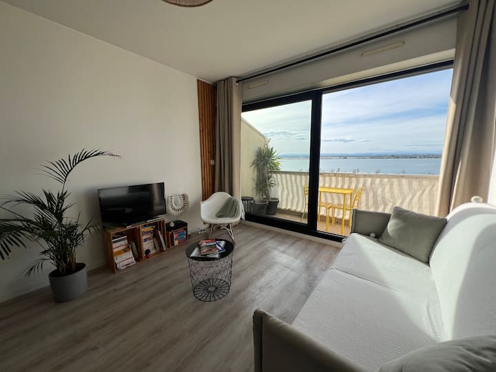 T2 Parking Vue Coucher Soleil Accès Direct Plage🏝 - Palavas-les-Flots