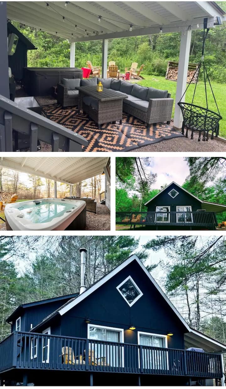 Modern Chalet W/outdoor Tv & Covered Hot Tub+pool - Roxbury, NY