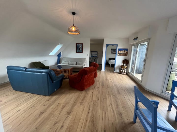 Appartement 100 M² Terrasse Sud Vue Mer Dans Villa - Plage de Saint-Philibert