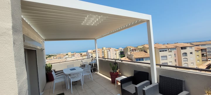 Penthouse T3 : Ses Terrasses, Piscine Et Tennis. - Agde