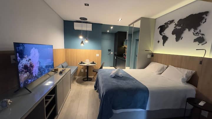 Modern Studio • Wi-fi • Pool • 16 Min Gru Airport - Guarulhos
