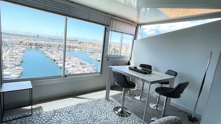 T2 Superbe Vue Port-mer-clim-piscine-4 Pers-garage - Agde