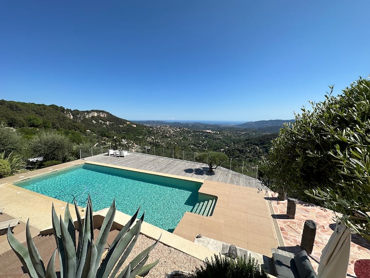 Villa Avec Piscine, Vue Panoramique & Salle Sport - Grasse
